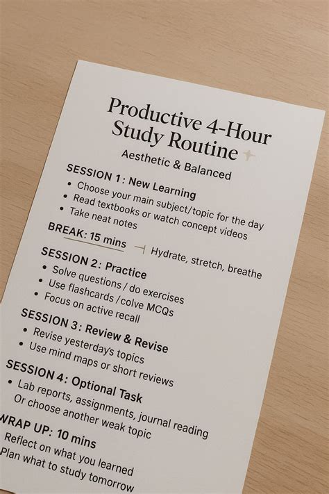 Productive 4 Hour Daily Study Routine Aesthetic And Balanced In 2025