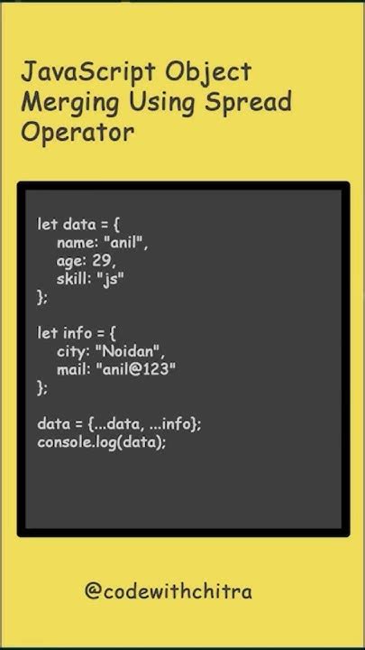 Javascript Object Merging Using Spread Operator Shorts Ytshorts