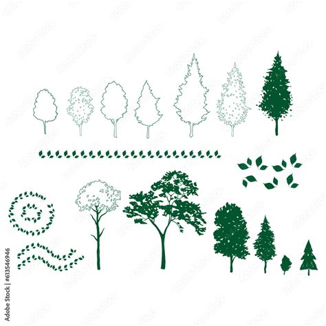 Flat Trees Set Tree Icons Are Set In A Modern Flat Style Architectural Drawing Trees Plan Set