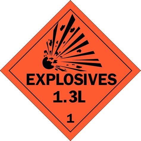 Brady Explosives 13 L 1 10 34 In X 10 34 In Dot Container Placard