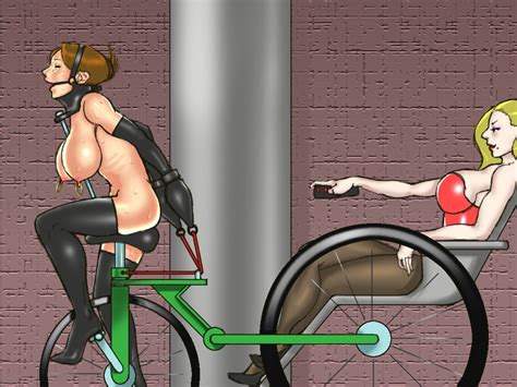 Girls Bdsm Bicycle Bondage Bound Breasts Brown Hair Collar Female Femdom Gag Huge Breasts