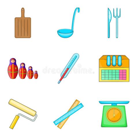 Homework Assignment Icons Set Cartoon Style Stock Vector