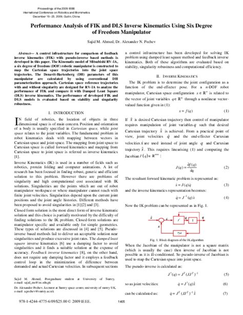 Pdf Performance Analysis Of Fik And Dls Inverse Kinematics Using Six
