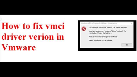 how to fix vmci driver version in vmware youtube