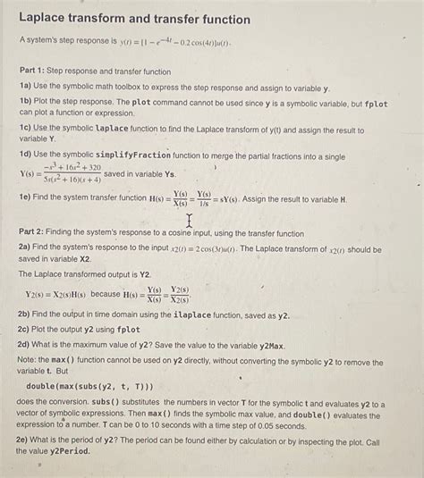 Solved Answer All Parts In MATLAB Code Laplace Transform Chegg Com