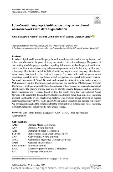 Ethio Semitic Language Identification Using Convolutional Neural