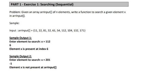 Solved PART Exercise Searching Sequential Problem Chegg