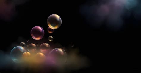 Premium Vector Floating Glass Spheres With Iridescent Reflections On Black Background
