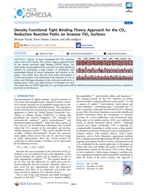 Pdf Density Functional Tight Binding Theory Approach For The Co2