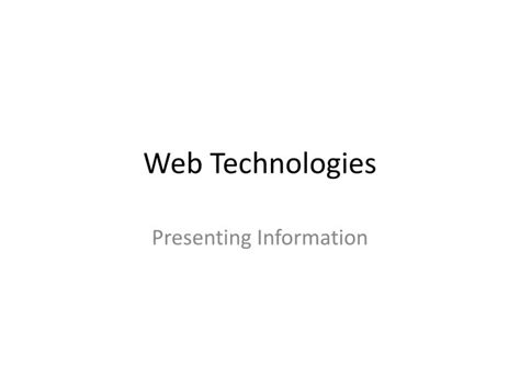 Ppt Web Technologies Powerpoint Presentation Free Download Id2390331