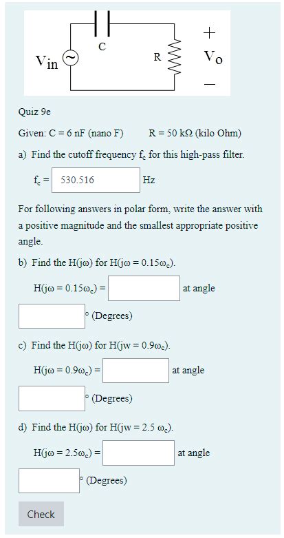 Solved Quiz 9e Given C 6nf Nano F R 50kΩ Kilo Ohm A