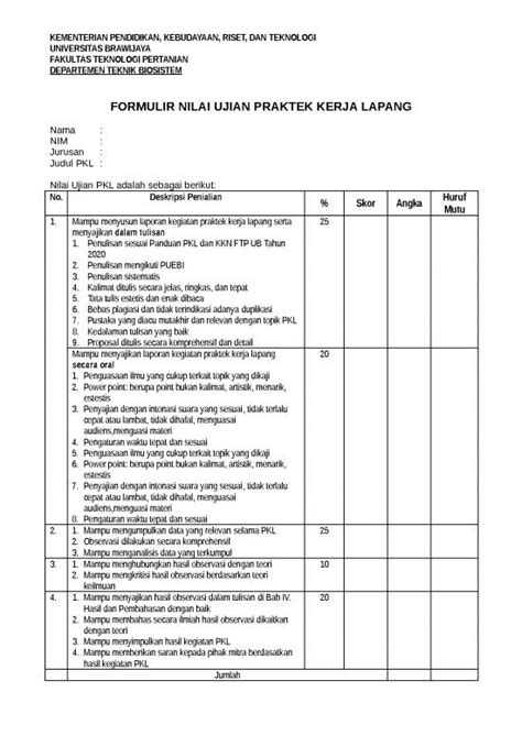 File Laporan Kegiatan Id 19633 Form Nilai Ujian Pkl Pembimbing