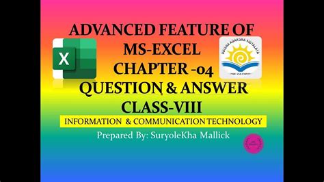 Oav Class 8thict Chapter 4ms Excelquestion And Answeroavs Youtube