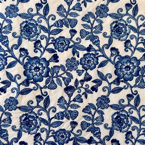 Blue Floral Decoupage Napkins Etsy
