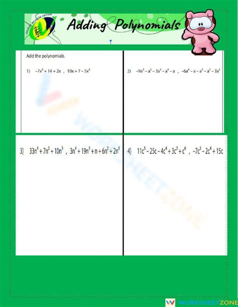 Adding Polynomials Worksheet