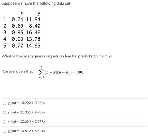 solved suppose we have the following data set x у 1 0 24