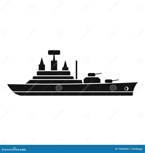 Значок военного корабля, простой стиль Иллюстрация вектора ...
