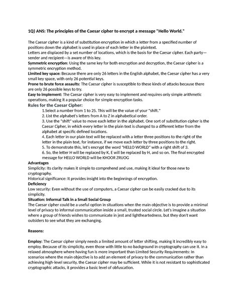 cyber crime assignment 1q ans the principles of the caesar cipher