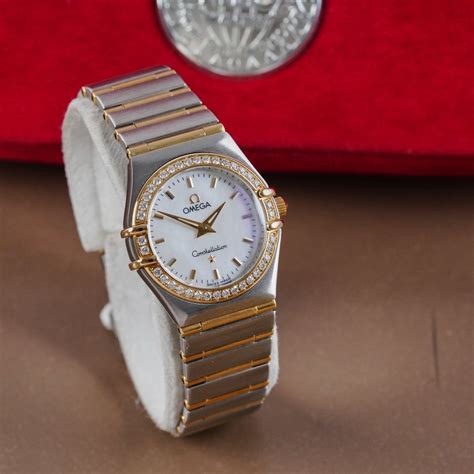 Omega Constellation Goldsteel Diamond Bezel Mother Of Pearl Dial