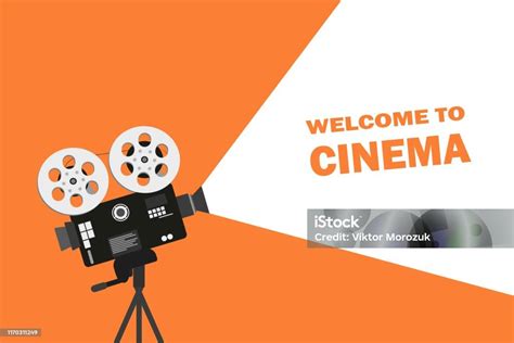 영화 시간 개념입니다 영화 포스터 배너용 템플릿입니다 필름 프로젝터의 일러스트레이션 모션에 대한 스톡 벡터 아트 및 기타 이미지 모션 카메라 Premiere Istock