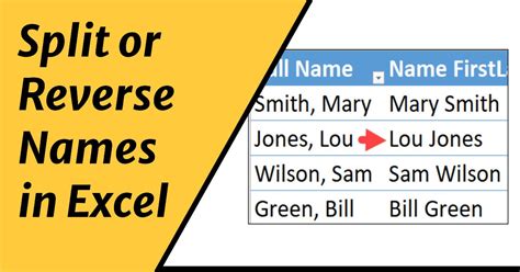 excel split or reverse first last names contextures inc