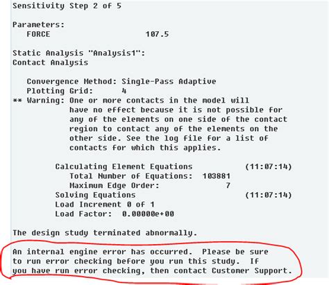 Solved Mechanica Analysis Run Error With Internal Engine PTC Community