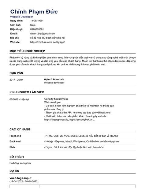 Website Developer Chinh Pham Duc Pdf