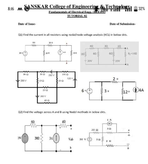 Q1 Find The Current In All Resistors Using Nodalnode Voltage Analysis