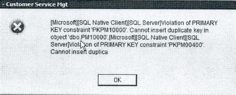 Solved How To Troubleshoot An Error Related To PM Can Not Insert Duplicate Key In