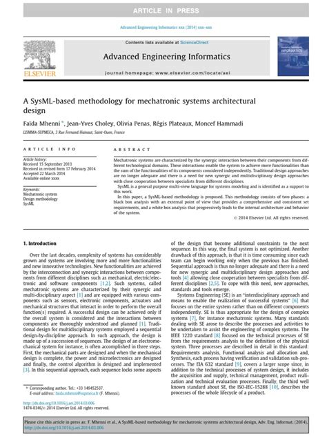 a sysml based methodology for mechatronic systems pdf pdf unified