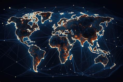 Premium Photo Interconnection Of Global Networks Illustrated As A Map Of The World Map With