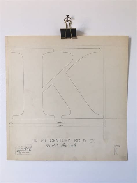An Original Linotype Master Drawing Salvaged From The Linotype Foundry In Manchester England