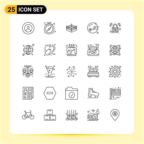 Stock Vector Icon Pack Of 25 Line Signs And Symbols For Lock Sex Time