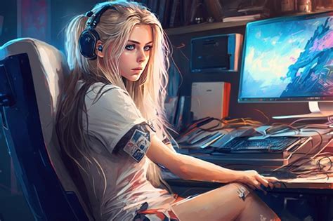 Premium Photo A Girl In Shorts And A White Shirt In Her Game Room
