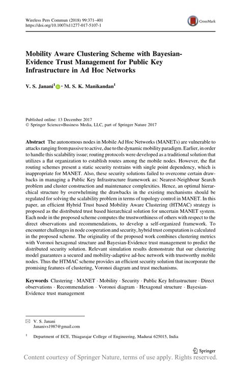 Mobility Aware Clustering Scheme With Bayesian Evidence Trust