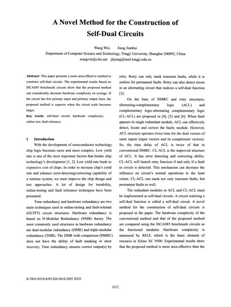 Pdf A Novel Method For The Construction Of Self Dual Circuits