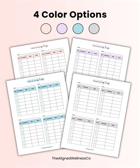 Running Log Printable Digital Template Daily Monthly Weekly Cardio Training Log Running