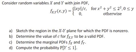 solved consider random variables x and y with join pdf