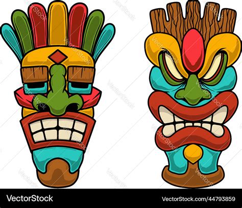Set Of Of Tiki Idol Design Element For Poster Vector Image