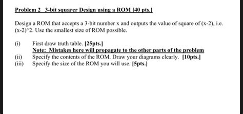 Solved Problem 2 3 Bit Squarer Design Using A Rom 40 Pts