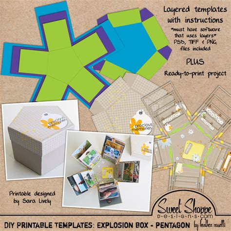 7 Best Images Of Printable Templates Explosion Box Directions Exploding Box Card Template