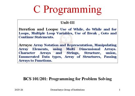 Bcs Programming For Problem Solving Unit Iii Complete Notes On Loops