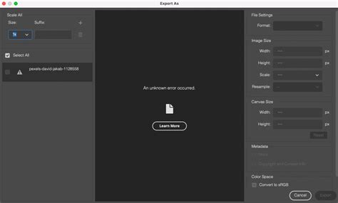 Export Issue Adobe Community 11827000
