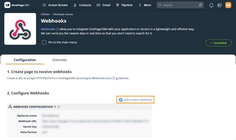 webhooks onepagecrm help center