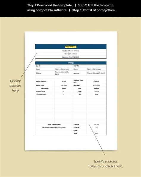 Software Services Invoice Template Prewrite