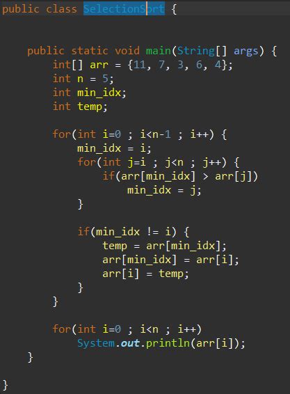 선택정렬selection Sort 알고리즘 선택정렬selection Sort 알고리즘