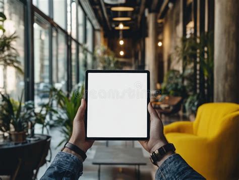 Modern Workspace With Tablet Display In Stylish Office Environment Stock Illustration