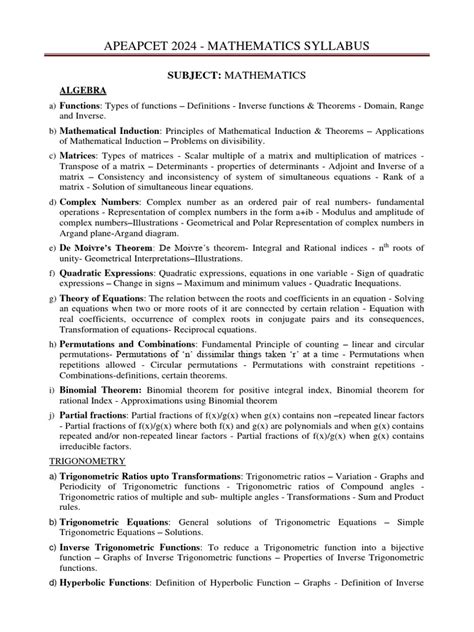 Apeapcet2024 Syllabus Engineering Pdf Rotation Around A Fixed Axis