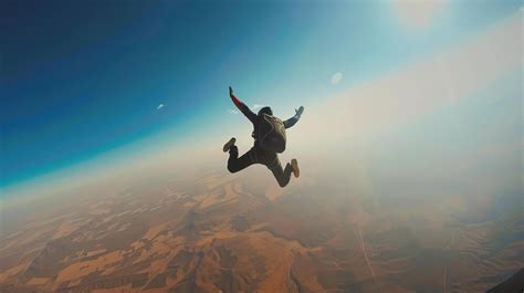 Premium Photo Skydiver Is Falling Through The Air Above The Desert