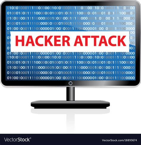 Computer Hacking System Icon Monitor With Binary Vector Image